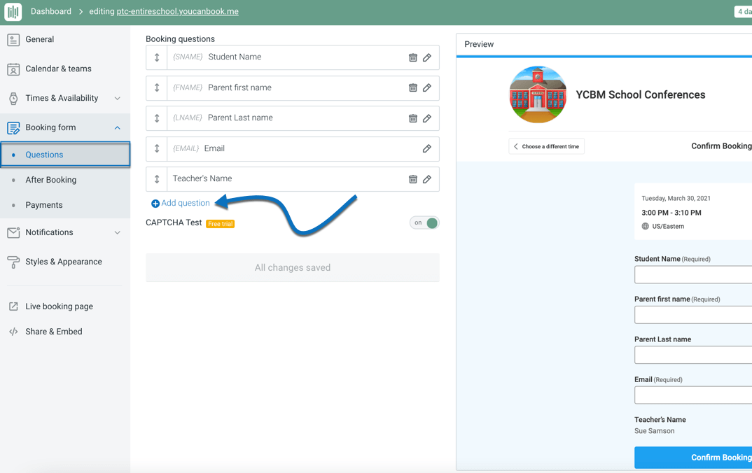 Setting up a Parent Teacher conference booking page – YouCanBookMe