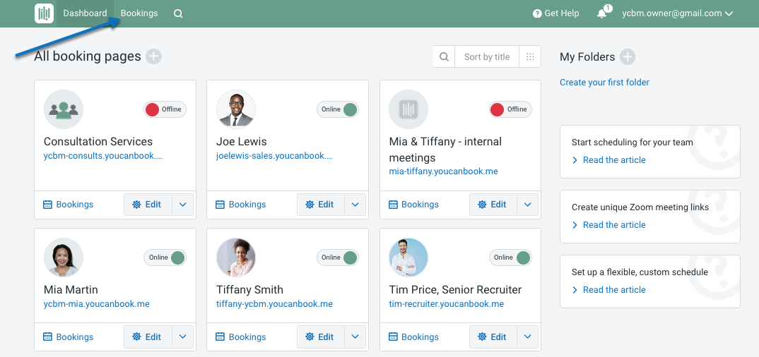 View, manage and export bookings for your team – YouCanBookMe