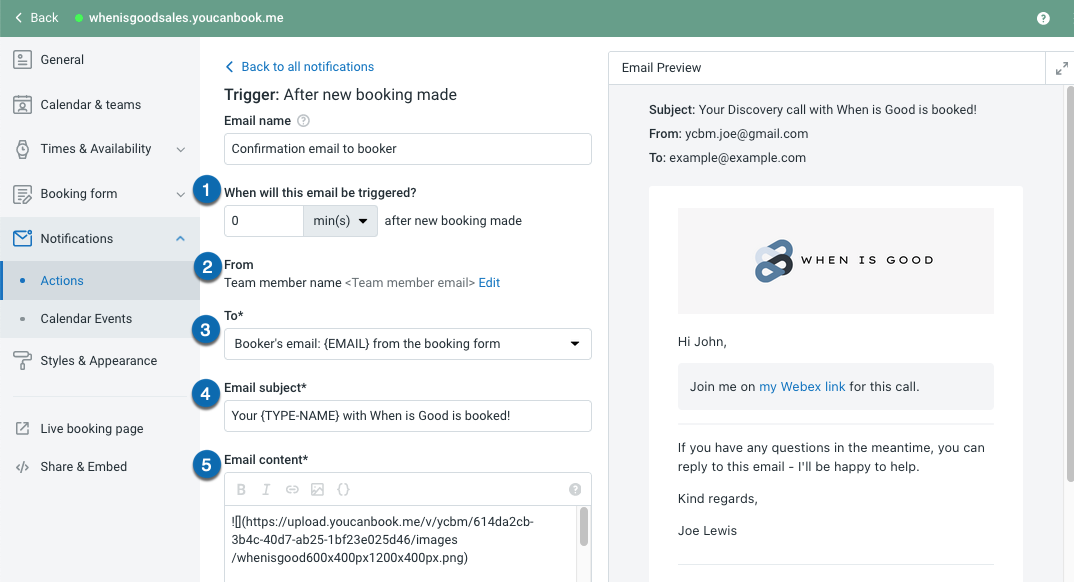 Customize the confirmation email and SMS – YouCanBookMe