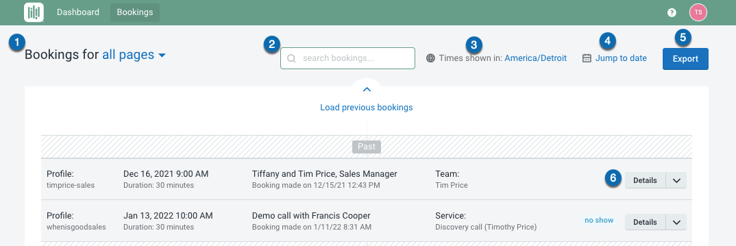 View, manage and export your booking activity – YouCanBookMe