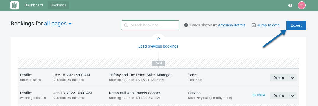 View, manage and export your booking activity – YouCanBookMe