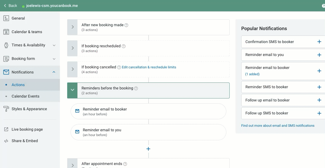 How to create a new notification to your booker – YouCanBookMe