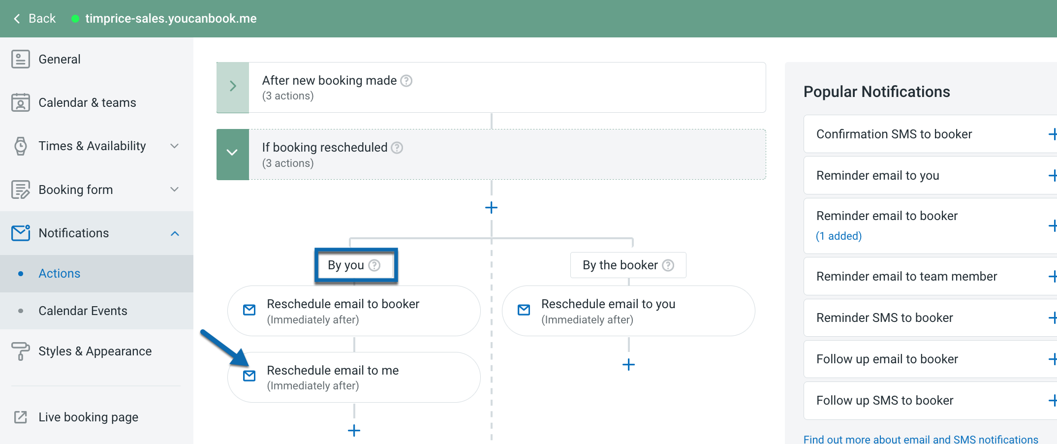 Rescheduling a booking – YouCanBookMe