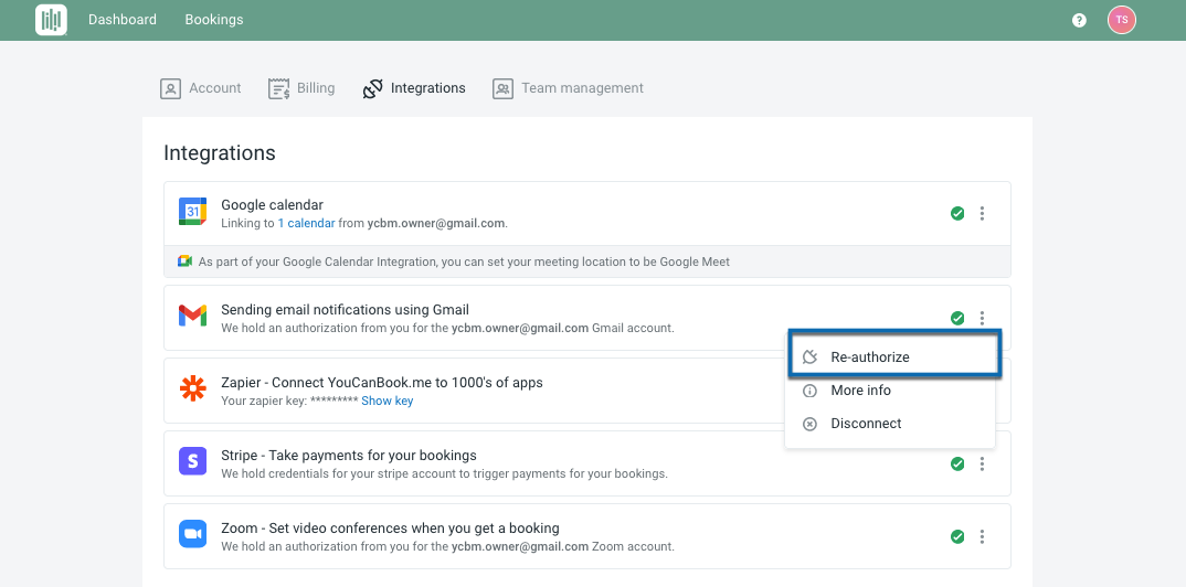 Managing your Integrations – YouCanBookMe