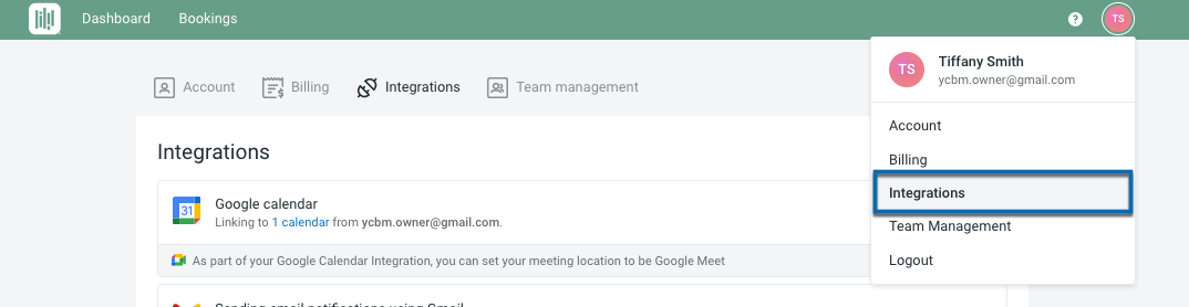 Integrate your account with Gmail – YouCanBookMe