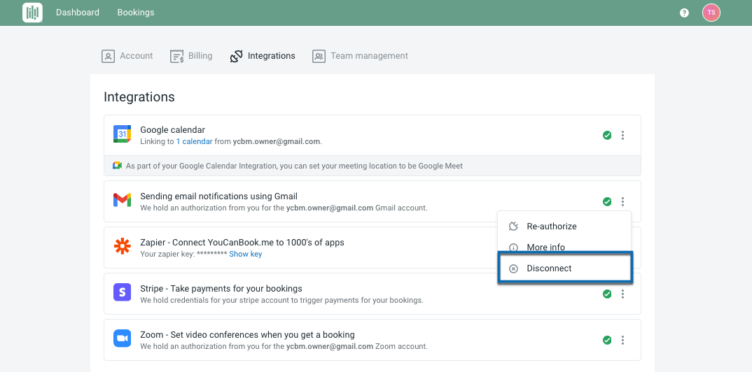 Managing your Integrations – YouCanBookMe