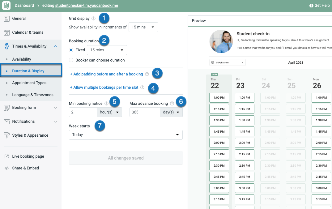 Set up a booking page for 1:1 sessions with students – YouCanBookMe