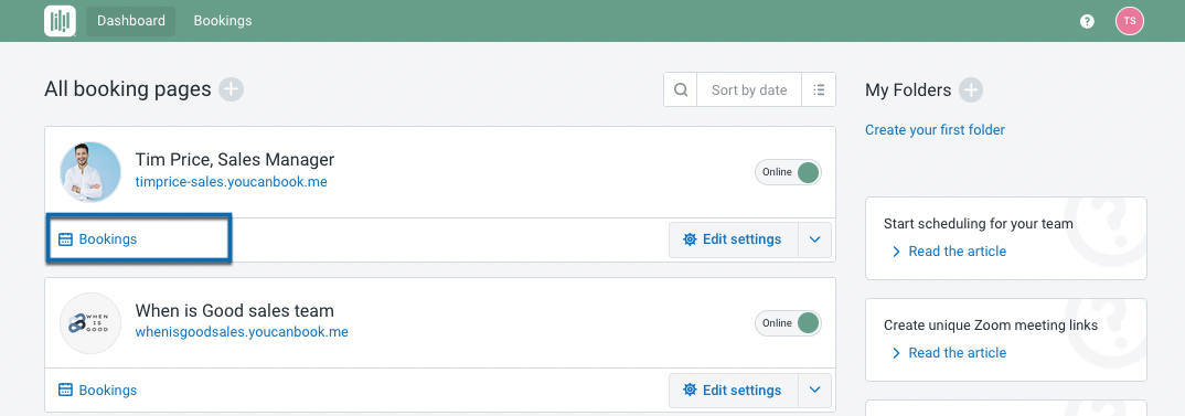 Manage your bookings – YouCanBookMe