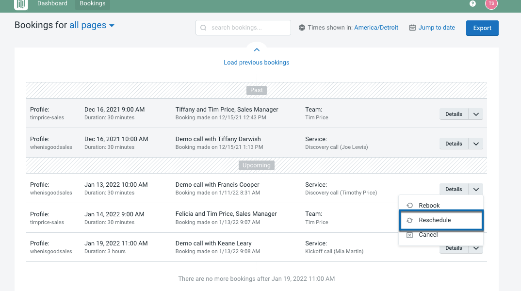 Manage your bookings – YouCanBookMe