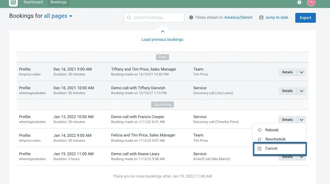Manage your bookings – YouCanBookMe