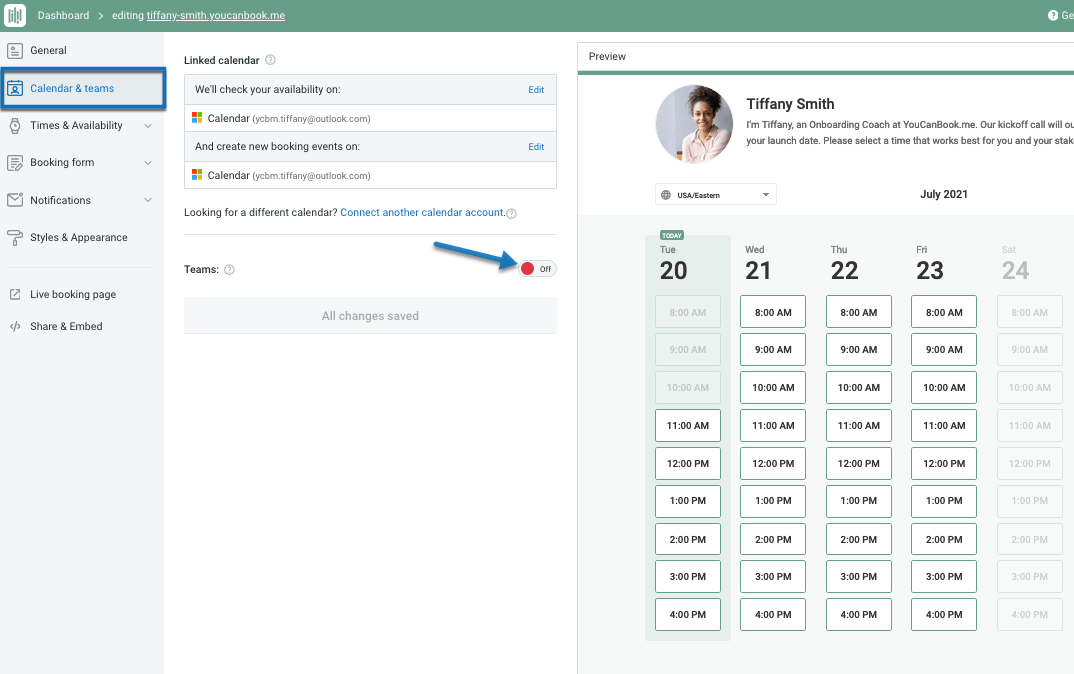 Set up an individual booking page for a team member – YouCanBookMe