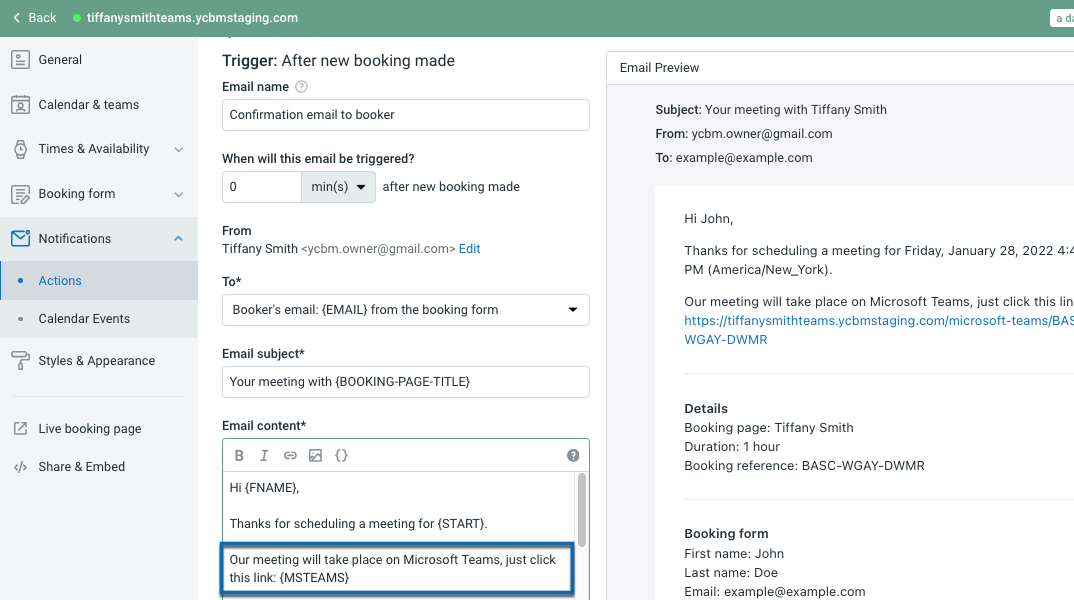 Generate unique Teams links for bookings – YouCanBookMe
