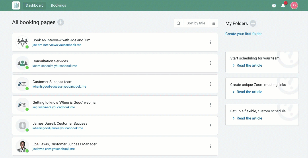 Creating multiple booking pages – YouCanBookMe