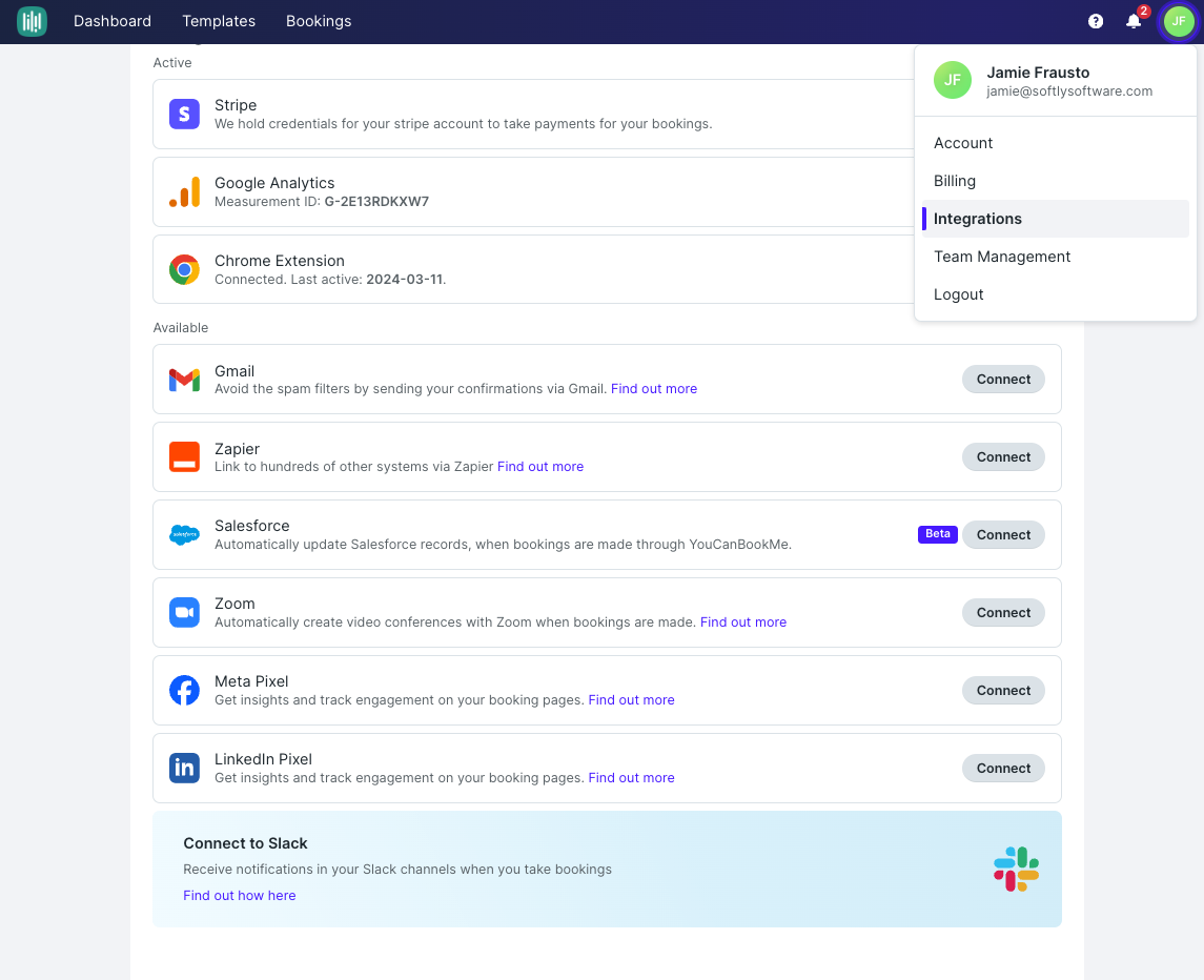 Managing your Integrations – YouCanBookMe Help Center