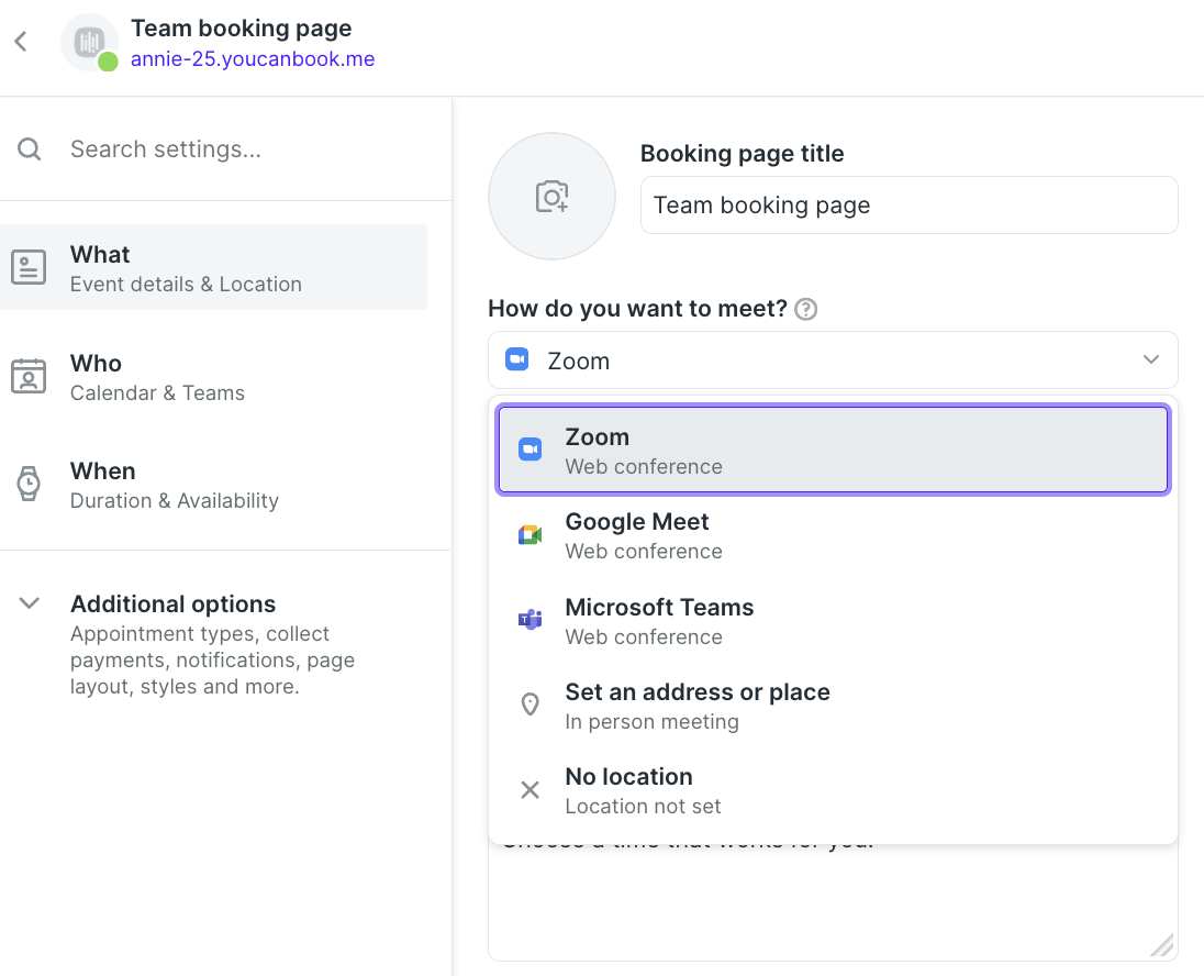 Set up a booking page for your team – YouCanBookMe Help Center