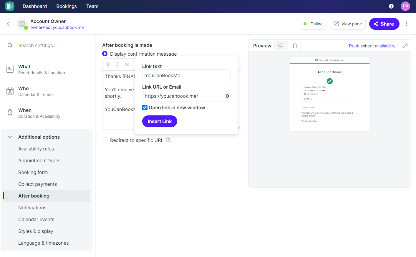 Add hyperlinks to your booking page – YouCanBookMe Help Center
