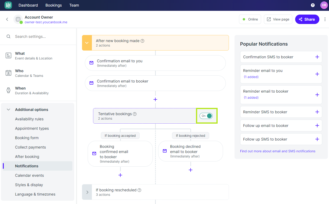 Using Tentative Bookings – YouCanBookMe Help Center